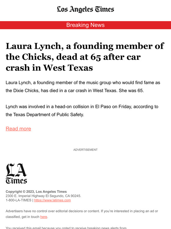 Los Angeles Times: Laura Lynch, a founding member of the Chicks, dead ...