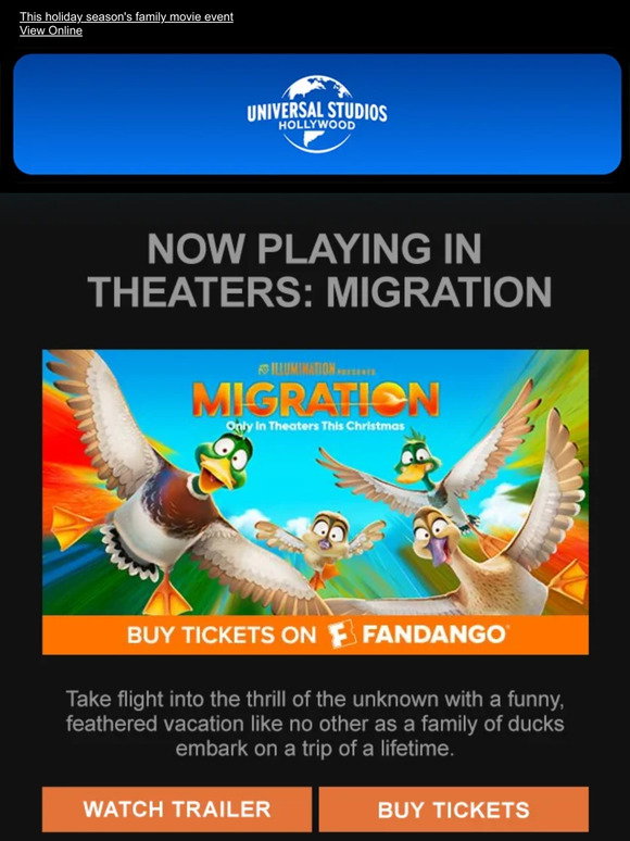 Universal Studios Hollywood: Migration Now Showing at CityWalk and a ...