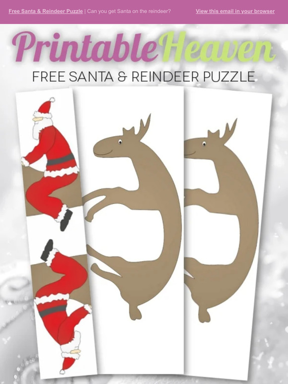 Printable Heaven: 🎅Free Santa & reindeer puzzle🎅 | Milled