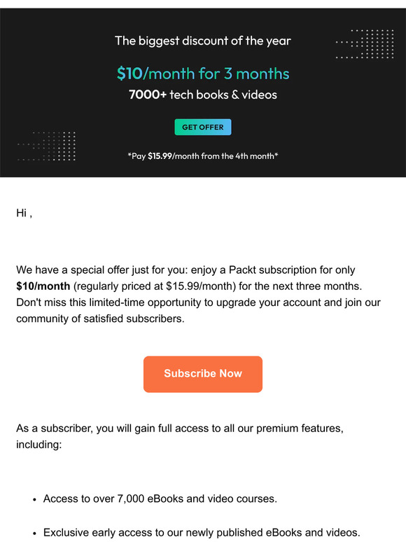 Packt: Unlock Exclusive Packt Content for Only $10/Month! | Milled