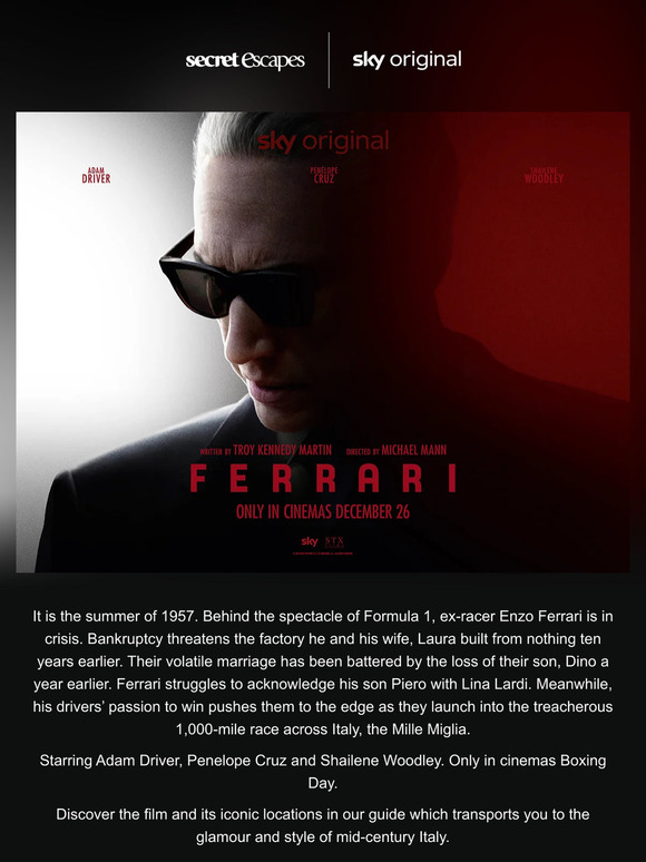 Secret Escapes: Discover the new film Ferrari and the locations in ...