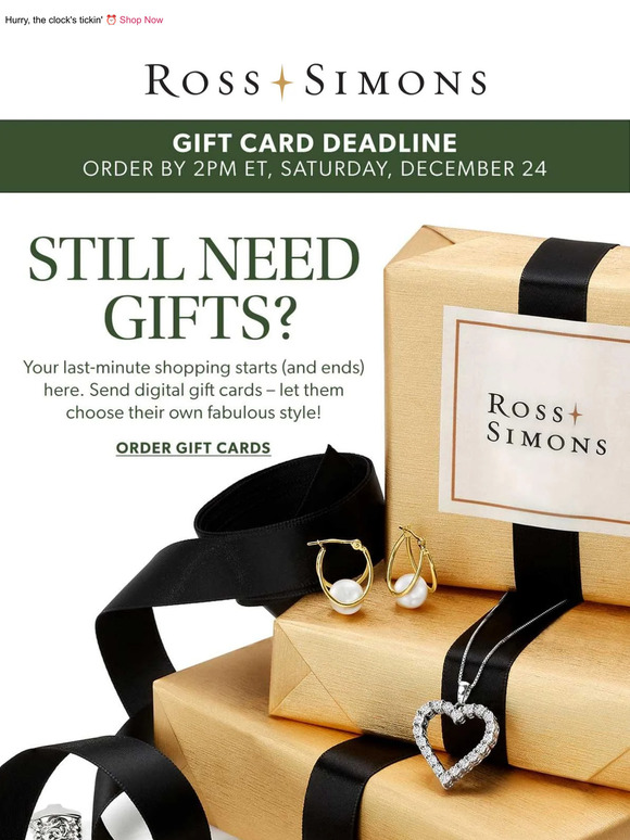 Ross-Simons: Waited too long? Our gift cards are here for you! | Milled