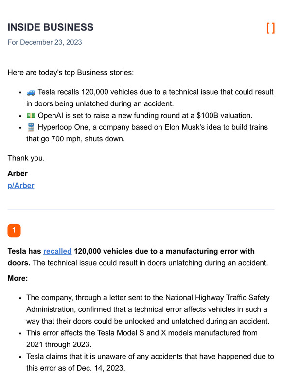 Inside: Tesla recalls 120,000 vehicles / OpenAI could raise funding at ...