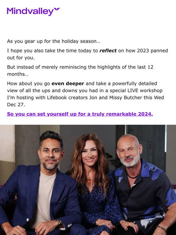 Mindvalley: A LIVE class to set you up for a remarkable 2024 | Milled
