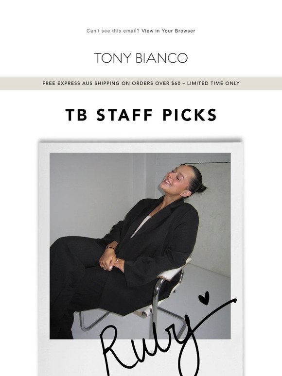 Tony Bianco: 🖤 TB STAFF PICKS X RUBY | Milled