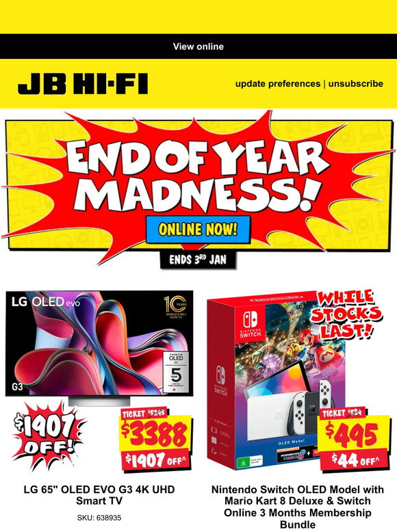 JB Hi-Fi: Boxing Day End of Year Madness starts online now! | Milled