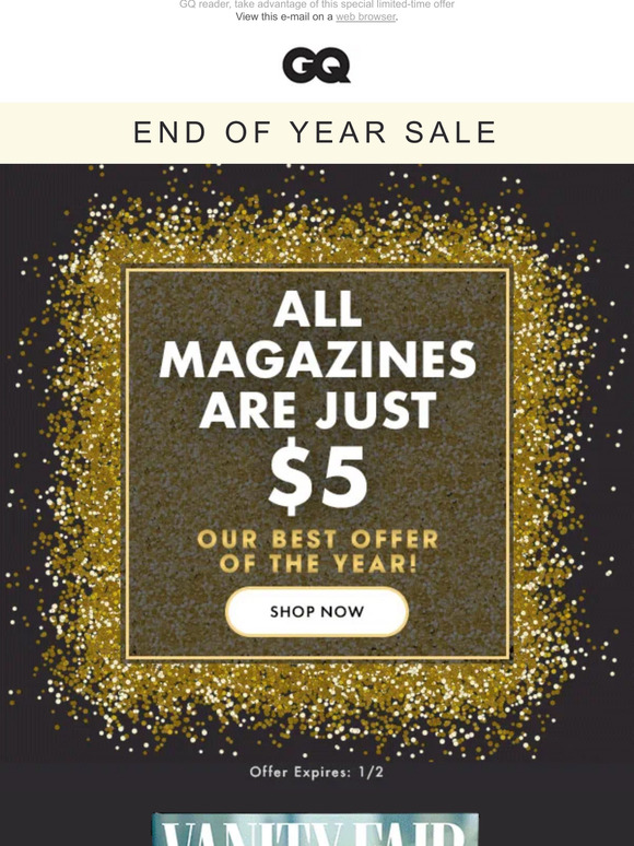 GQ: End of the Year Sale: All Magazines Just $5! | Milled