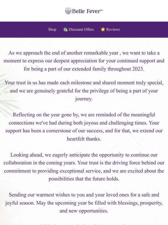 Belle Fever: 💜 A Heartfelt Message of Thanks and Best Wishes | Milled