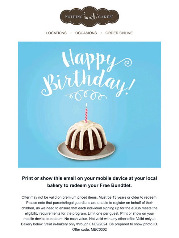 Nothing Bundt Cakes: Happy Birthday! Your cake is waiting. | Milled