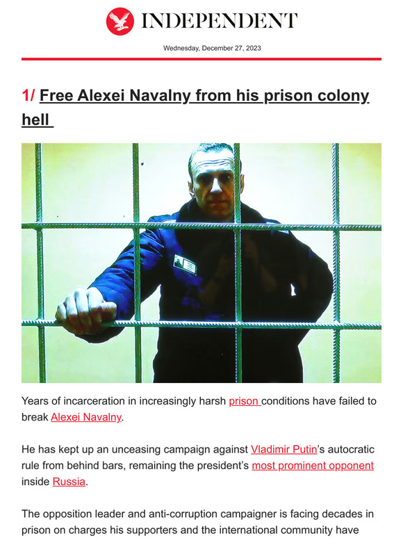 The Independent: Free Alexei Navalny from his prison colony hell | Milled