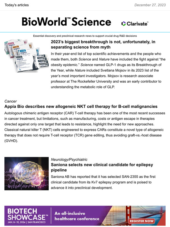 BioWorld: 2023’s biggest breakthrough is not, unfortunately, in separating science from myth ...