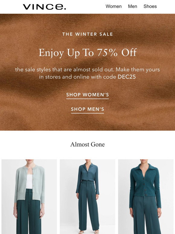 Vince.: Black Friday Starts Now: 30% Off Almost Everything | Milled