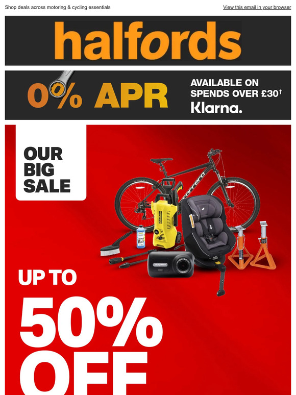 Halfords: —, up to 50% off inside... | Milled
