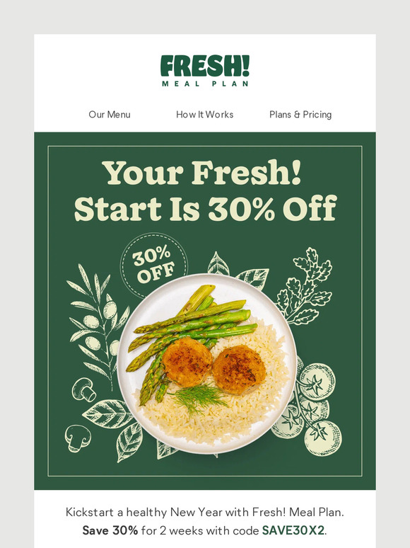 Fresh Meal Plan: [30% off] Kickstart your 2024 wellness journey 🍏 | Milled