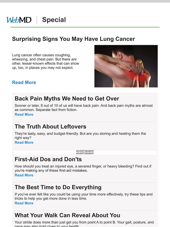 WebMD: Surprising Signs You May Have Lung Cancer | Milled