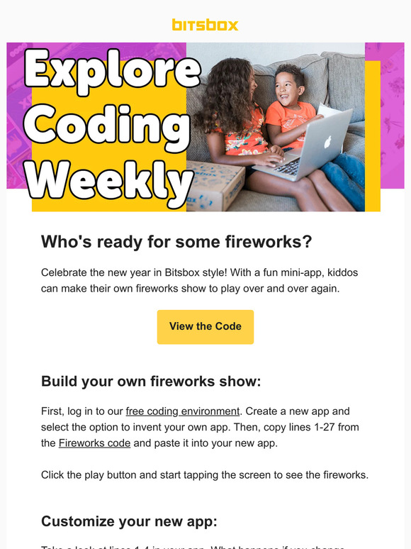 Bitsbox: Explore Coding Weekly: Fireworks App | Milled