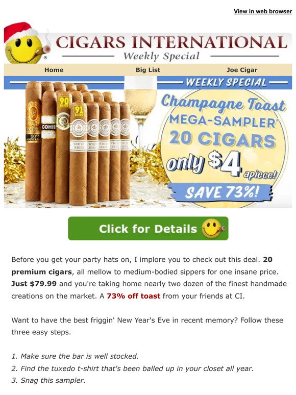 Cigars International: A Champagne Toast at 73% Savings! | Milled
