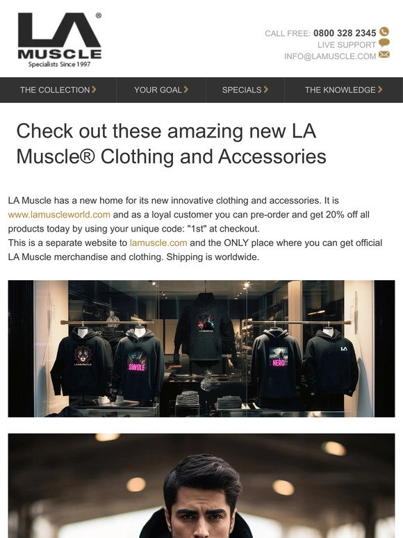 LA Muscle: Pre-Order from the amazing new LA Muscle Clothing range | Milled
