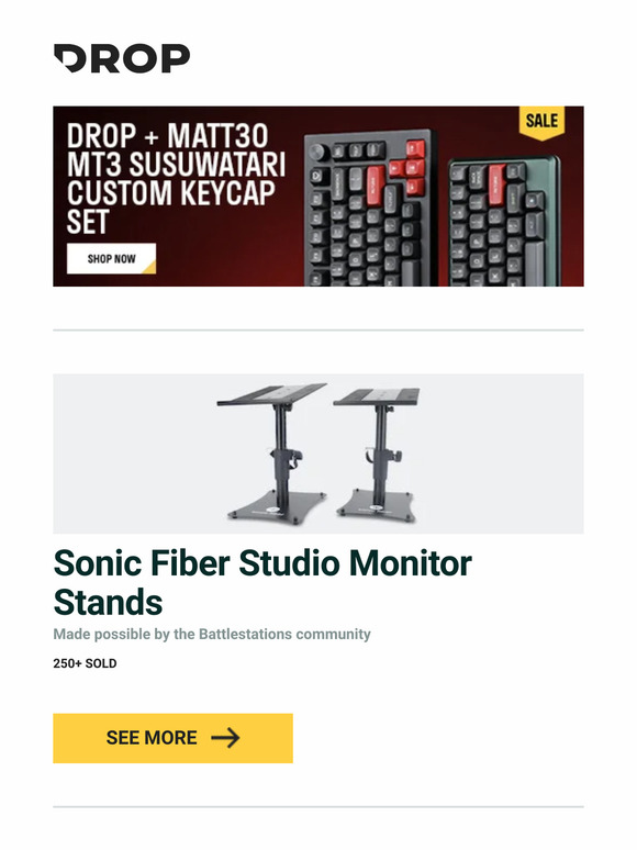 Drop: Sonic Fiber Studio Monitor Stands, Skyloong GK75 Triple-Mode Knob ...