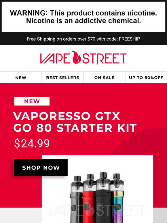 Vape Street: 🚨Vaporesso GTX Go 80 Starter Kit has arrived! | Milled