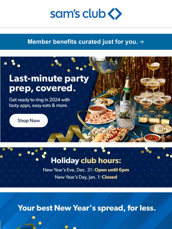 Sam's Club: Party prep for the happiest new year. | Milled