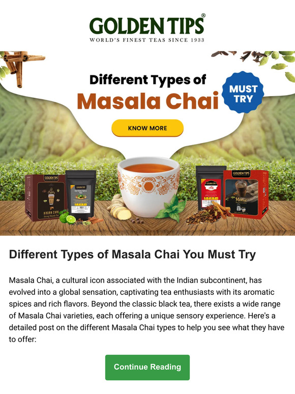 Golden Tips Tea: Different Types of Masala Chai You Must Try | Milled