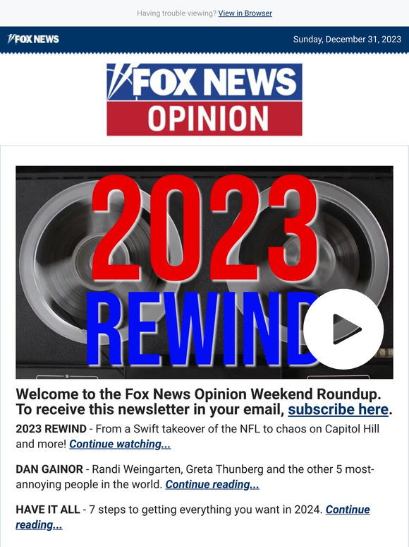 Fox News: 2023 rewind, will Biden quit the race? and more from Fox News Opinion | Milled