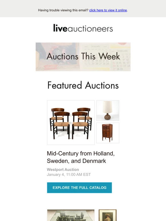 LiveAuctioneers: Auction Calendar | Milled