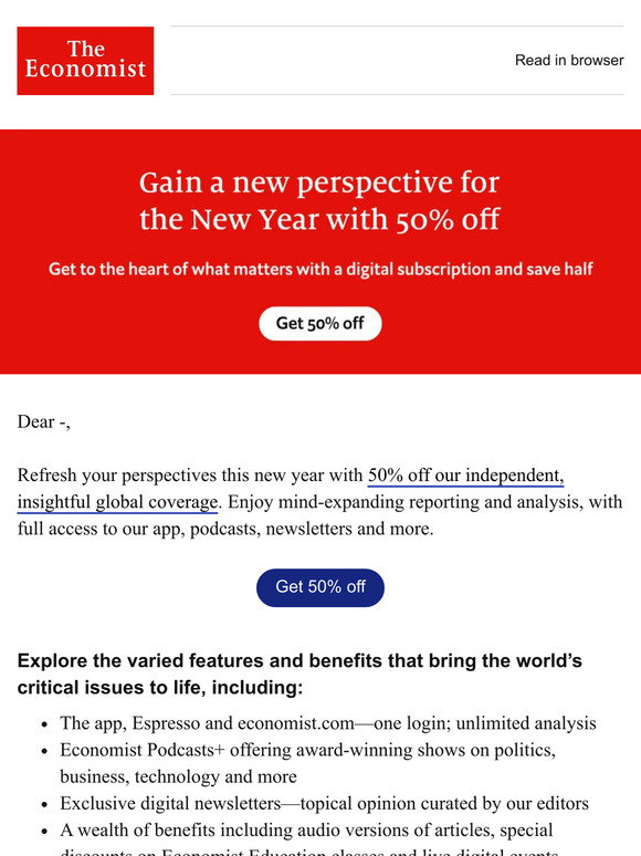 The Economist: Get the full picture for half off—save 50% on a digital ...