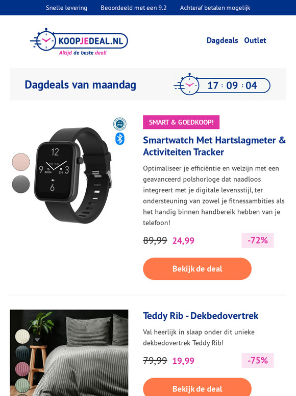 Koopjedeal: Smartwatch Met Hartslagmeter & Activiteiten Tracker | Teddy ...