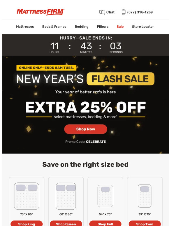 Mattress Firm: Start 2024 with better zzz's: extra 25% off with code ...