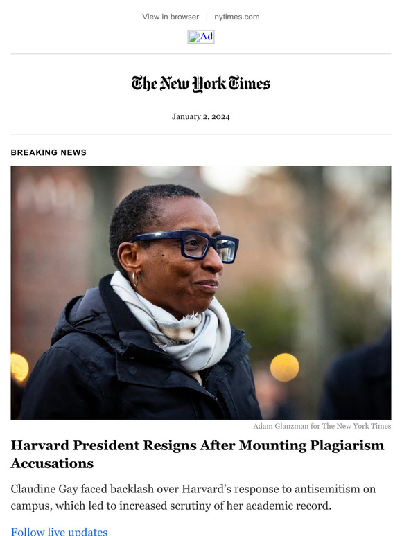 The New York Times Online Store Breaking News Harvard President