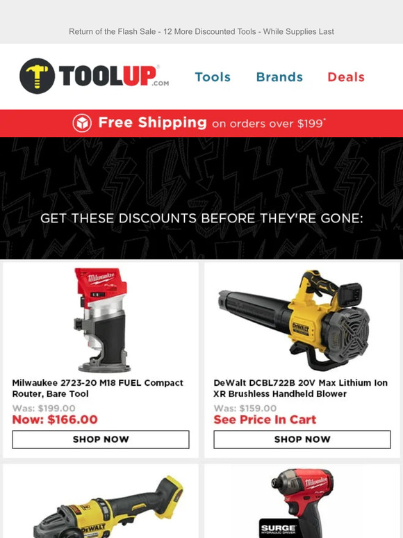 Toolup: New Year Cordless Deals - Milwaukee, DeWalt, Makita and more! | Milled