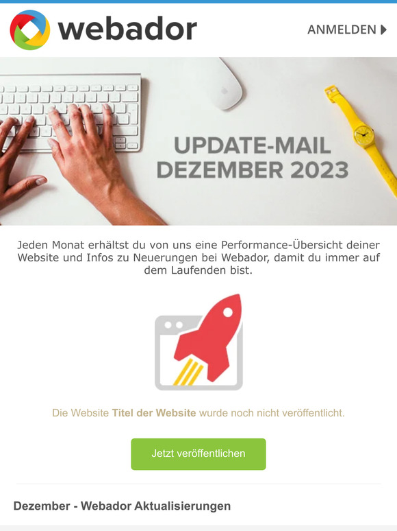 Webador: Update-Mail Dezember 2023 | Milled