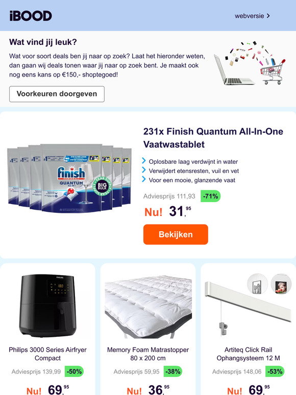iBOOD: 231x Finish Quantum All-In-One Vaatwastablet -71% | Philips 3000 ...