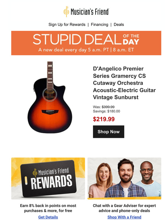 Musician's Friend: Stupid Deal of the Day now available! | Milled