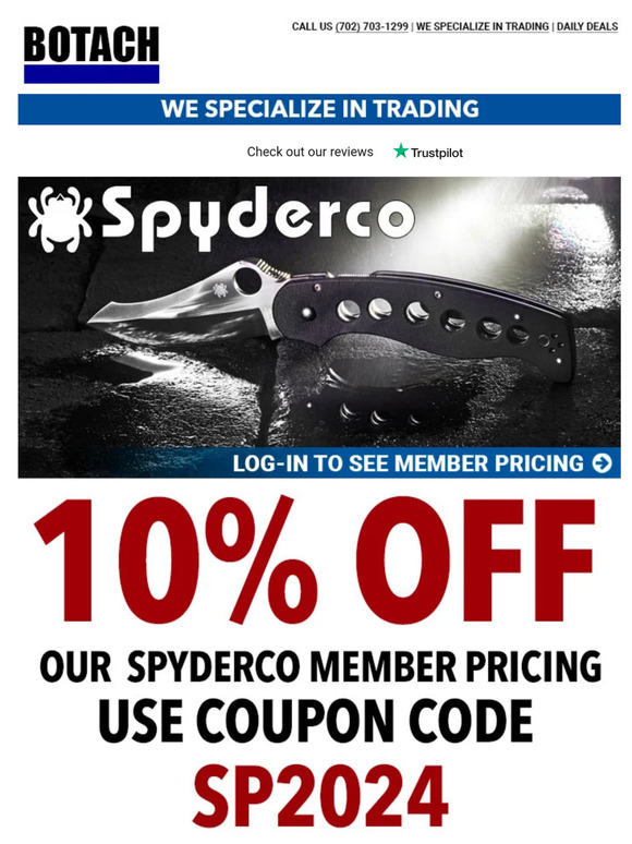 Botach Tactical: 24 HOUR SALE! 10% OFF Our Member Pricing For Spyderco ...