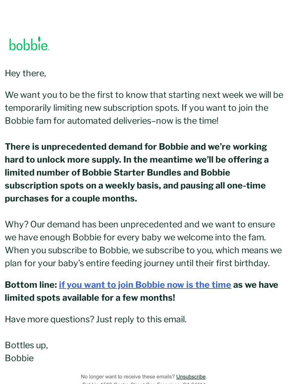 Bobbie: Join Bobbie: Spots are (temporarily) limited. | Milled