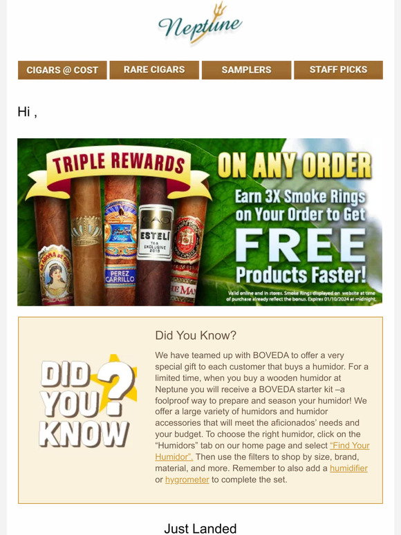 Neptune Cigar: Start 2024 with Triple Rewards on Every Order! | Milled