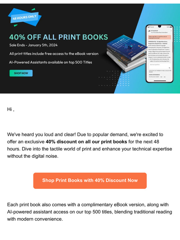 Packt: 40% Off Print Books. Time Limited | Milled