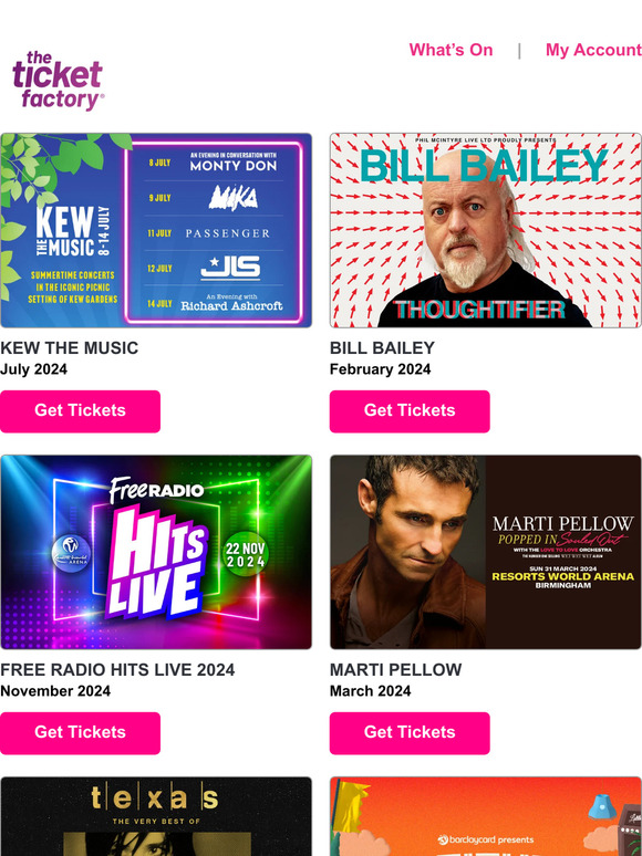 The Ticket Factory: Kew The Music, Bill Bailey, Free Radio Hits Live ...