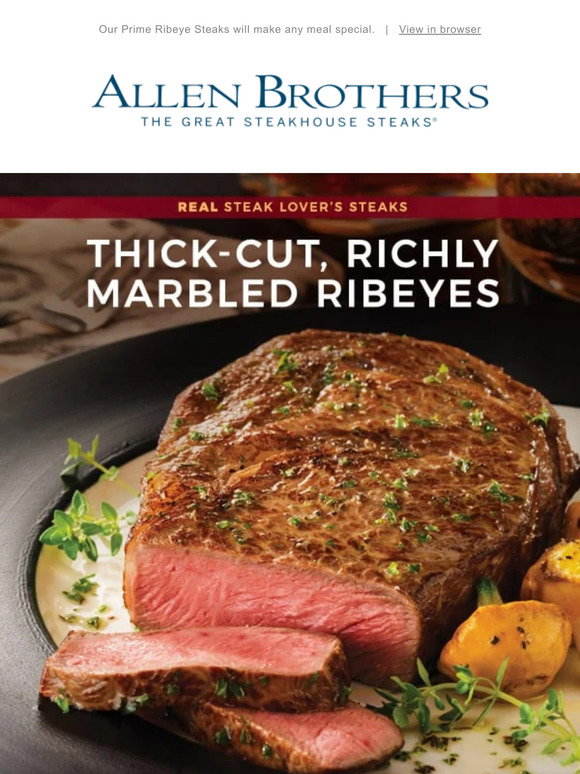 Allen Brothers: Ribeyes for Steak Lovers: Hand-Cut Thick & Aged to ...