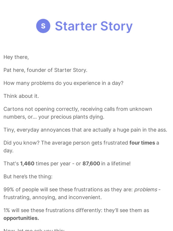 Starter Story: Million Dollar Problems [Report] | Milled