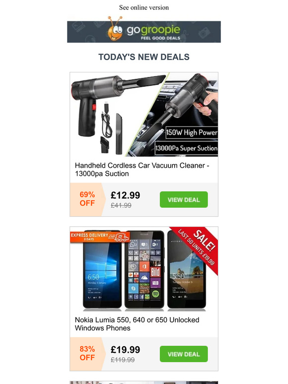 Go Groopie: Cordless Car Vacuum ONLY £12.99! | 5-Tier Heavy Duty ...