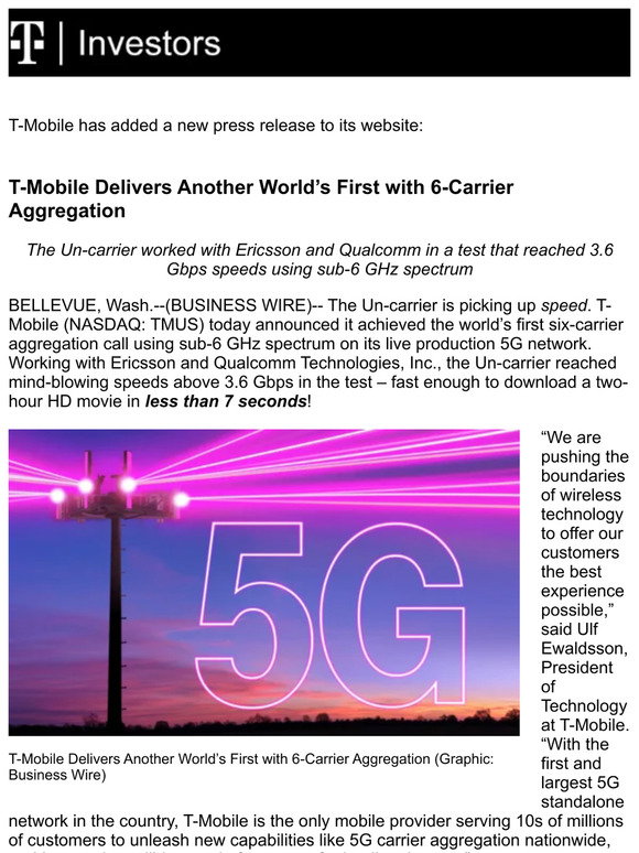T-Mobile: T-Mobile - T-Mobile Delivers Another World’s First with 6 ...