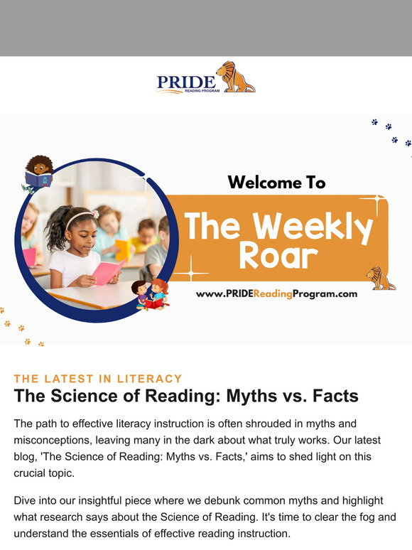 PRIDE Reading Program: The Weekly Roar 🦁 Science of Reading Myths Vs ...