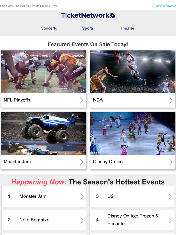 Ticket Network: 🏈 NFL Playoffs / NBA / Monster Jam / Disney On Ice ...