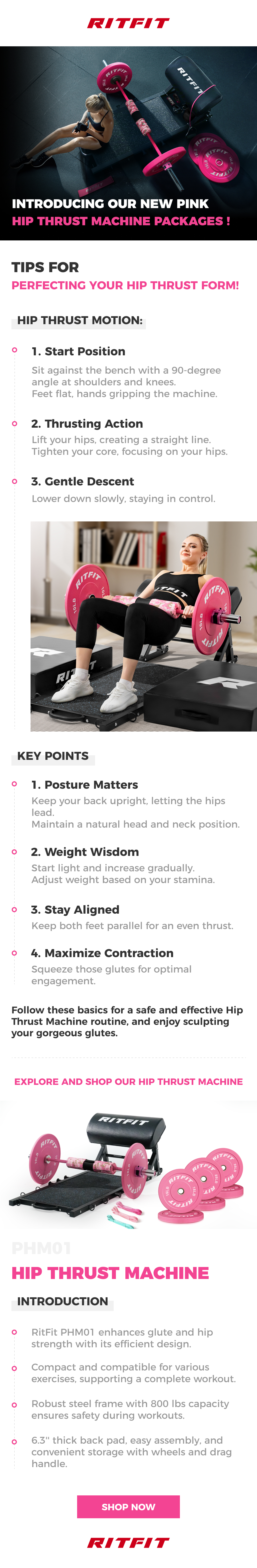 RITFIT LLC: Introducing Our New Pink Hip Thrust Machine Packages! | Milled