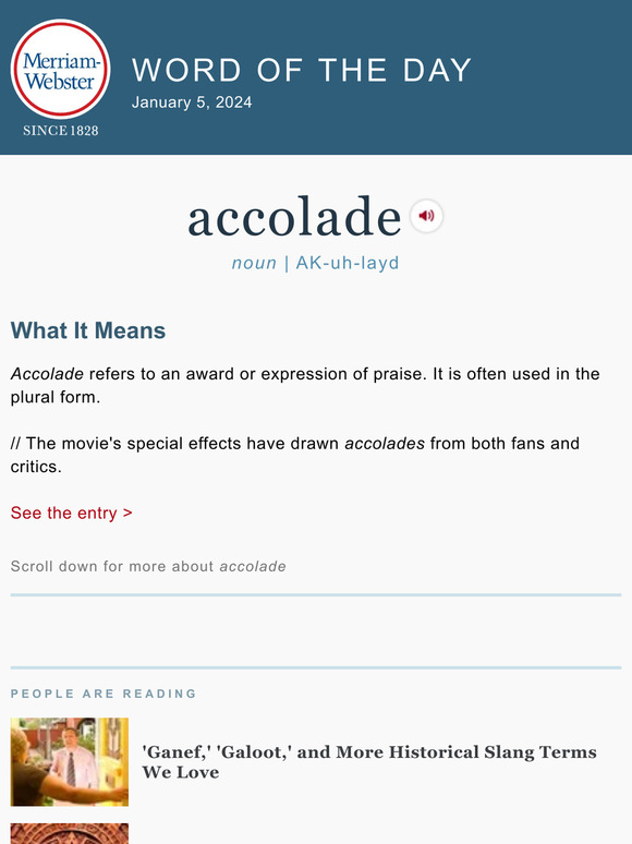 Spell It!: Accolade - plus, 'Ganef,' 'Galoot,' and More Historical Slang Terms We Love | Milled