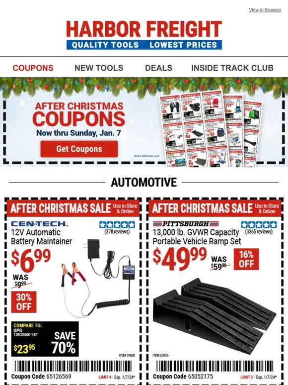 Harbor Freight: Shop Our AFTER CHRISTMAS Savings with NEW COUPONS ...